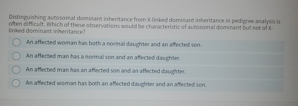 Solved Distinguishing Autosomal Dominant Inheritance From