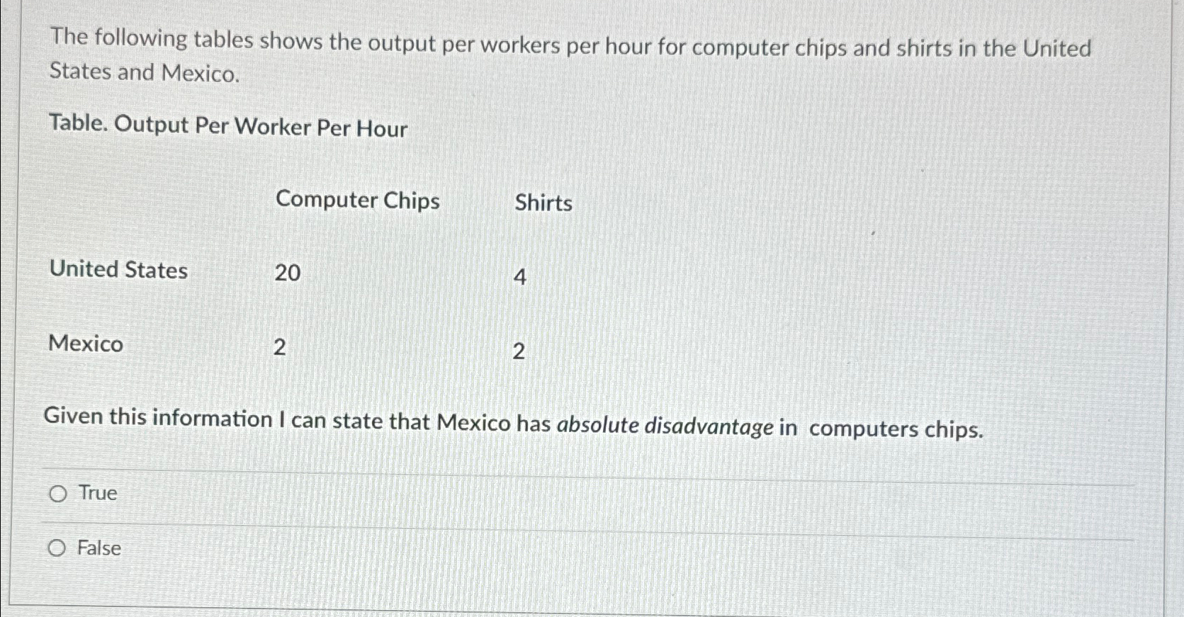 Solved The following tables shows the output per workers per | Chegg.com
