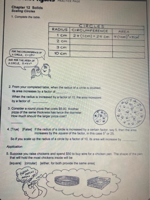 Solved CE PAGE Chapter 12 Solids Scaling Circles 1. Complete | Chegg.com
