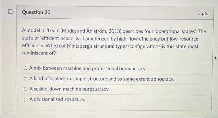Solved A model in 'Lean' (Modig and Åhlström, 2013) | Chegg.com