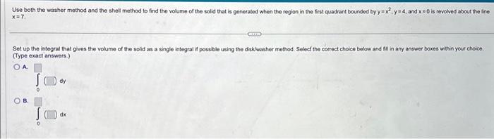 Solved Use both the washer method and the shell method to | Chegg.com