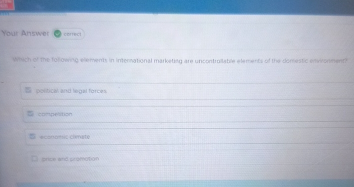 Solved Which of the following elements in international | Chegg.com