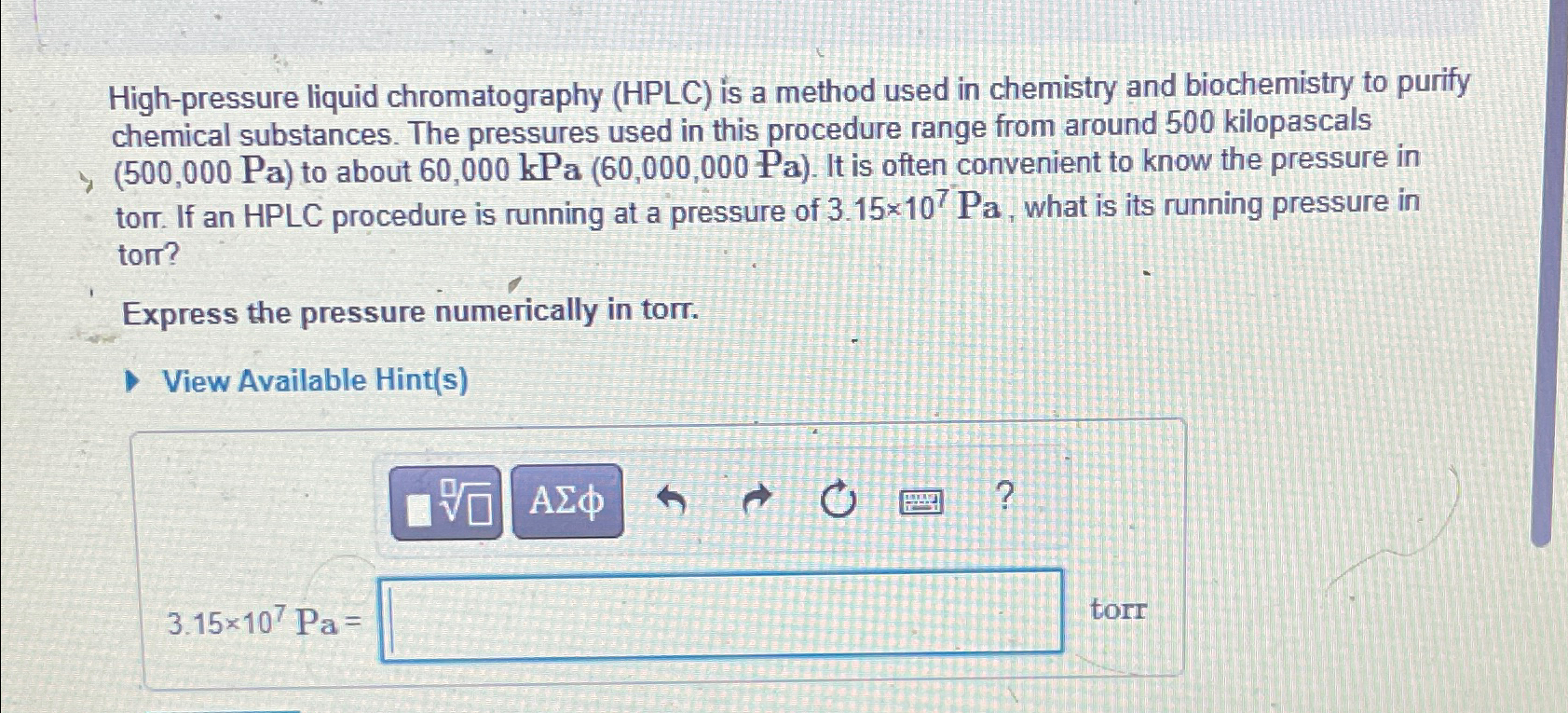 Solved High-pressure liquid chromatography (HPLC) ﻿is a | Chegg.com