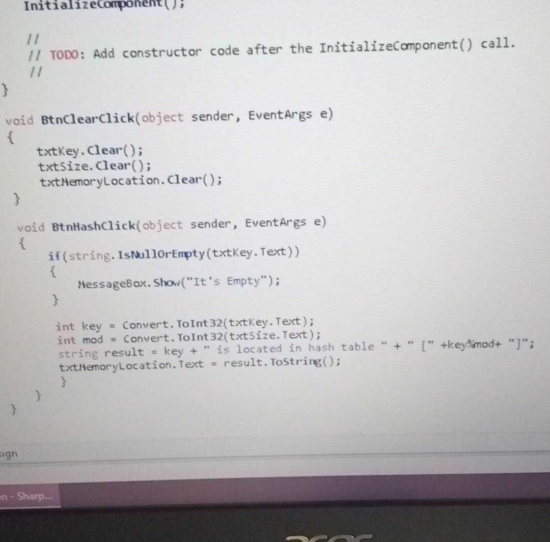 Solved InitializeComponen // TODO: Add constructor code | Chegg.com