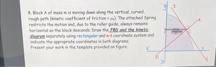 Solved 8. Block A of mass m is moving down along the | Chegg.com