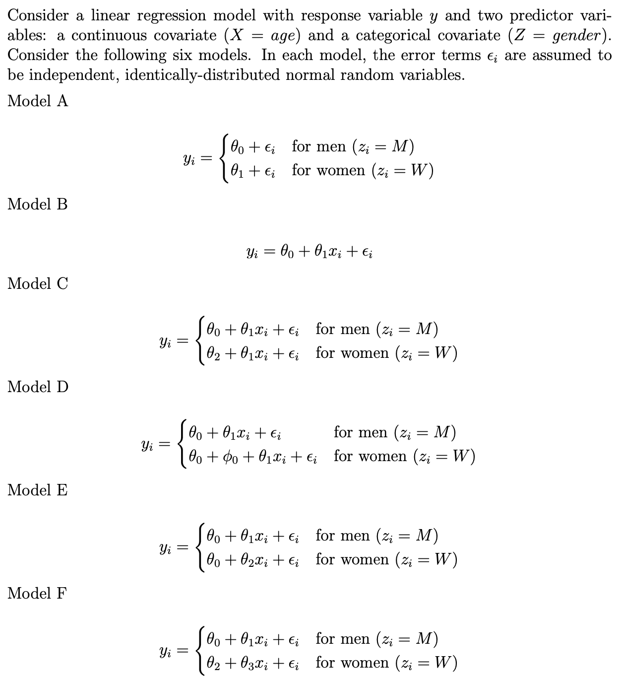 Solved (a) ﻿Rewrite each model as a linear regression | Chegg.com
