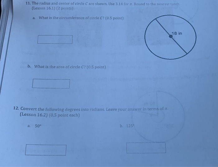 Solved 11. The radius and center of circle Care shown. Use | Chegg.com