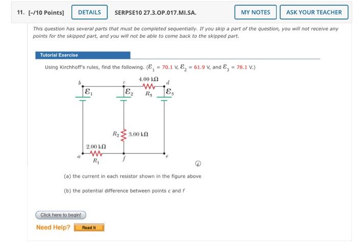 Solved 11. [-/10 Points) DETAILS SERPSE10 27.3.0P.017.MI.SA. | Chegg.com Solved 11. [-/10 Points) DETAILS SERPSE10 27.3.0P.017.MI.SA. | Chegg.com