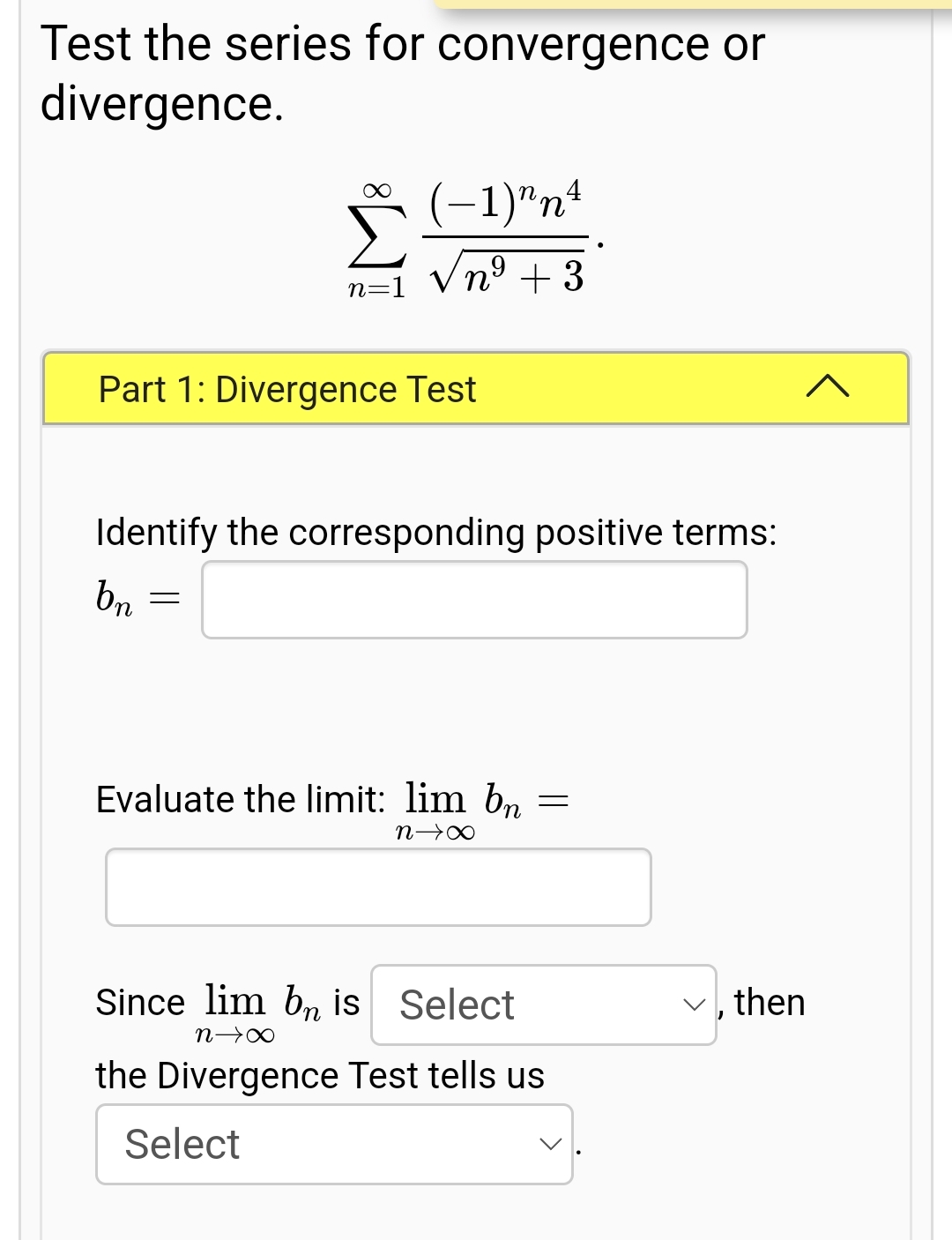 Solved Test the series for convergence or | Chegg.com