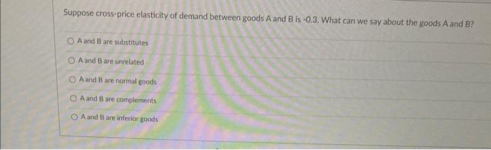 Solved Suppose cross-price elasticity of demand between | Chegg.com