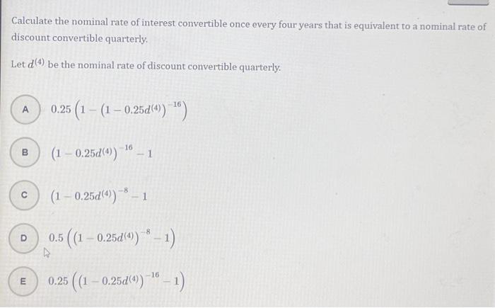 Solved Calculate the nominal rate of interest convertible | Chegg.com