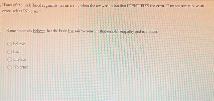 If any of the underlined segments has an error, | Chegg.com