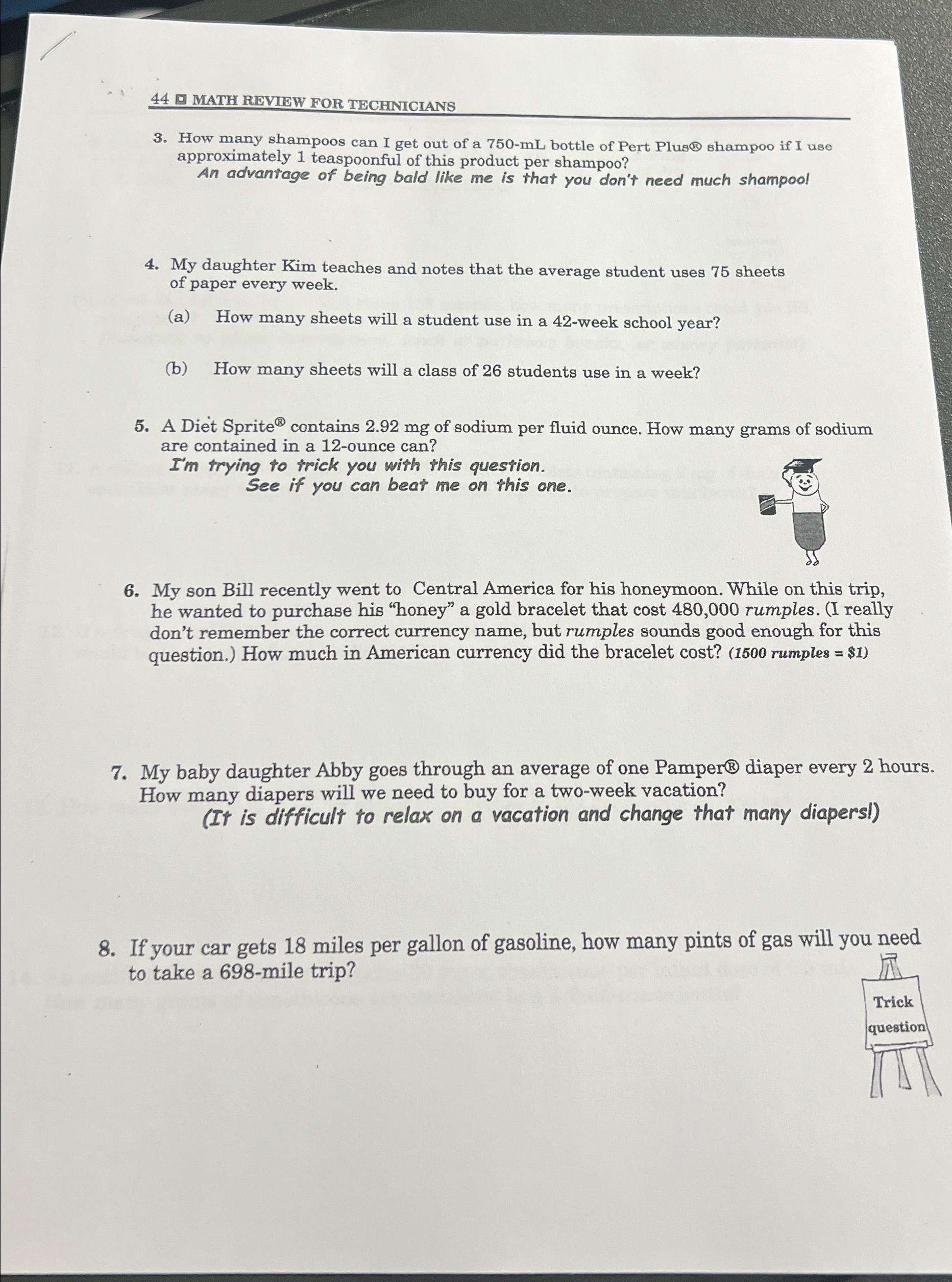 Solved 44 ﻿Q MATH REVIEW FOR TECHNICIANS3. ﻿How many | Chegg.com