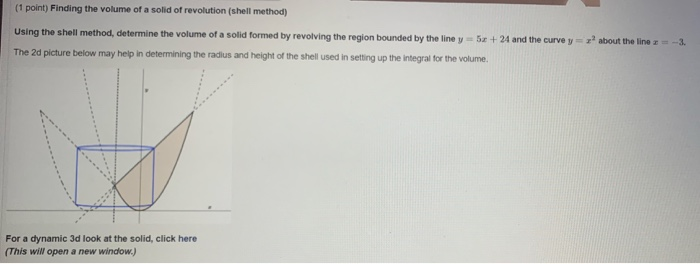 Solved (1 point) Finding the volume of a solid of revolution | Chegg.com