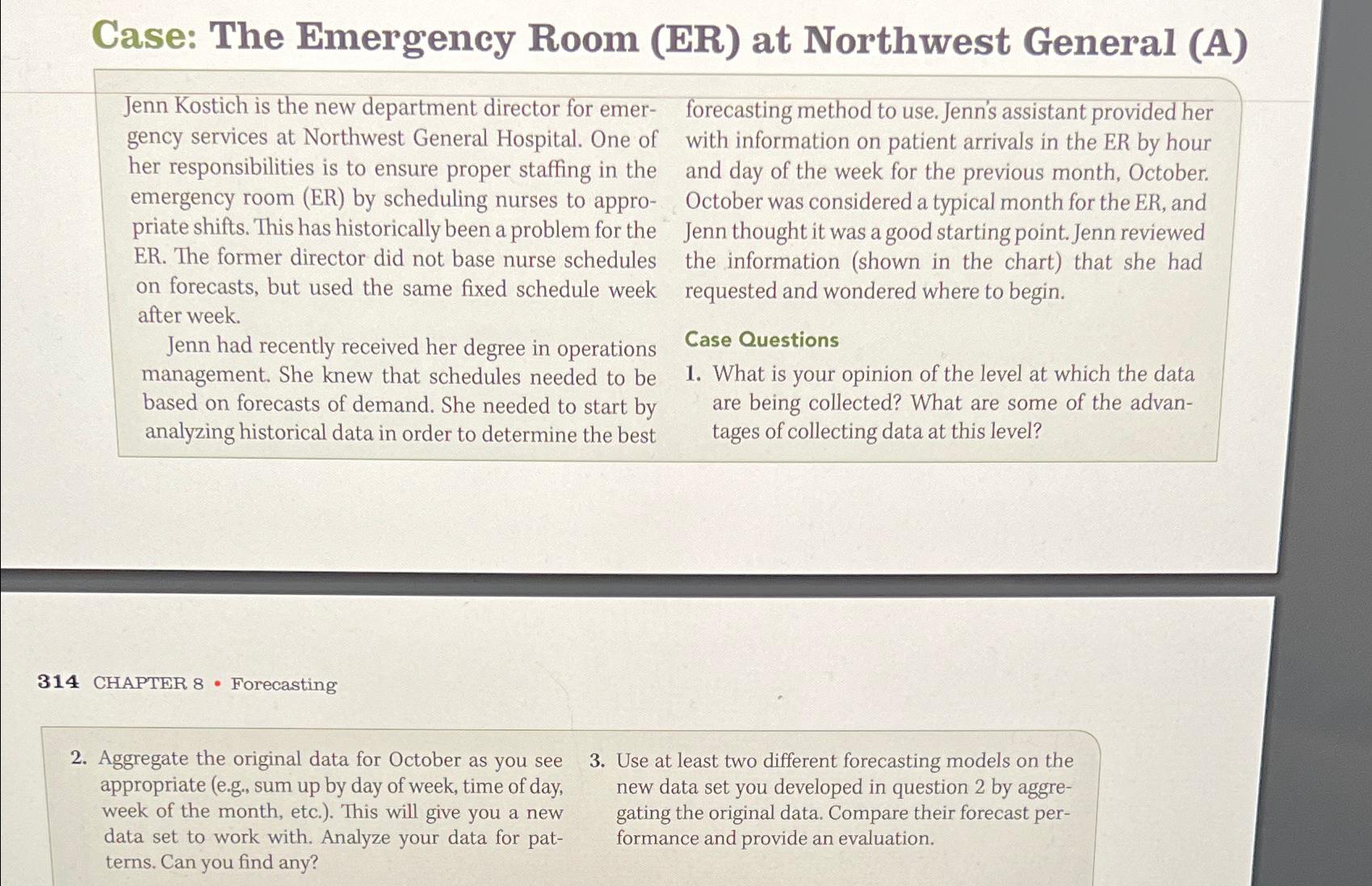Solved Case: The Emergency Room (ER) ﻿at Northwest General | Chegg.com