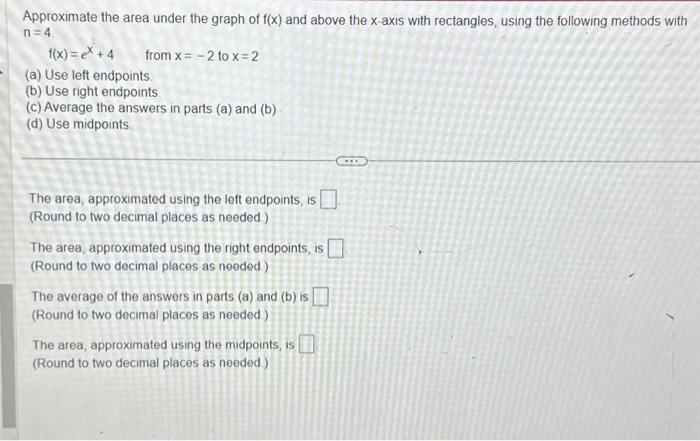 Solved Approximate the area under the graph of f(x) and | Chegg.com