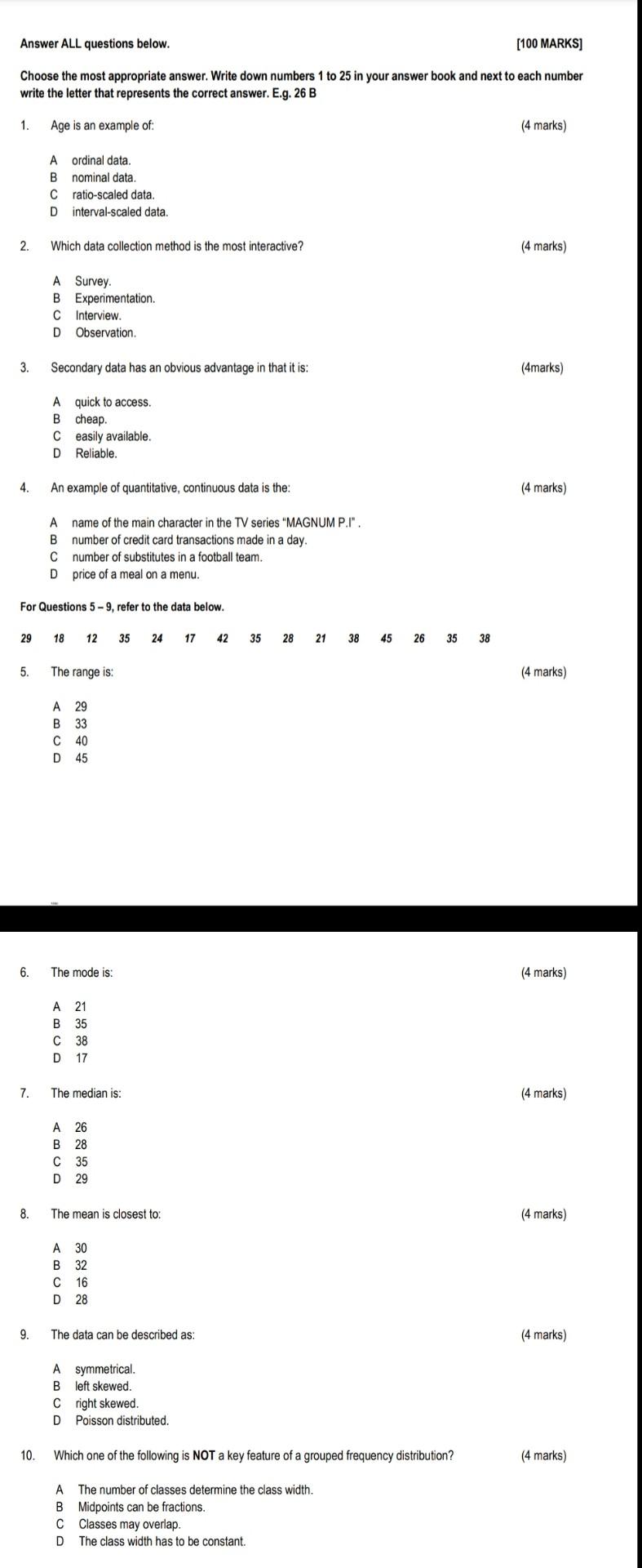 Solved Choose the most appropriate answer. Write down | Chegg.com