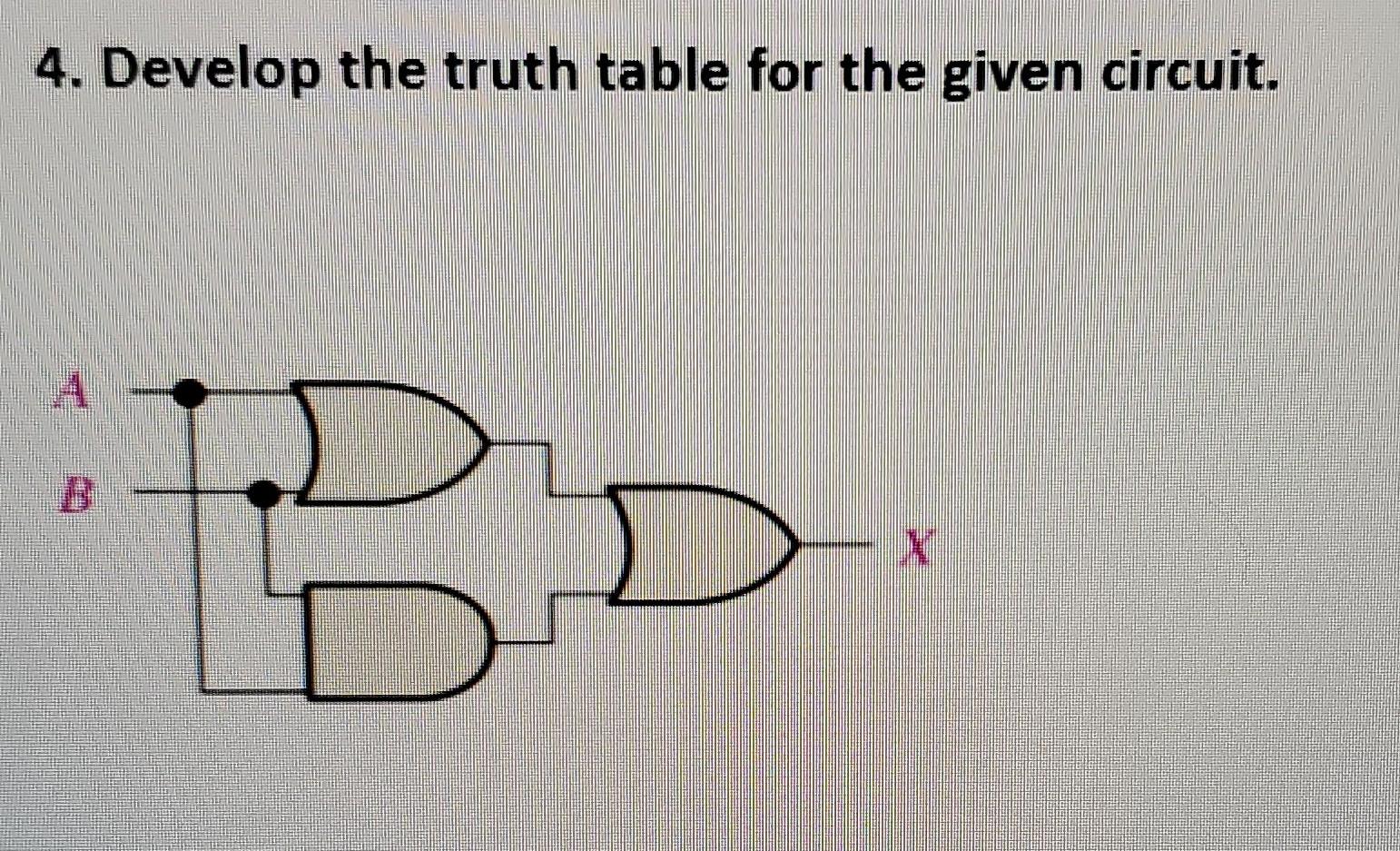 Solved 4. Develop the truth table for the given circuit. | Chegg.com