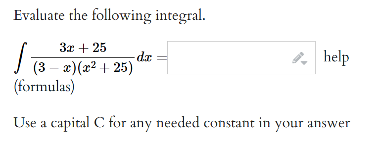 Solved (formulas)Use a capital C for any needed constant in | Chegg.com