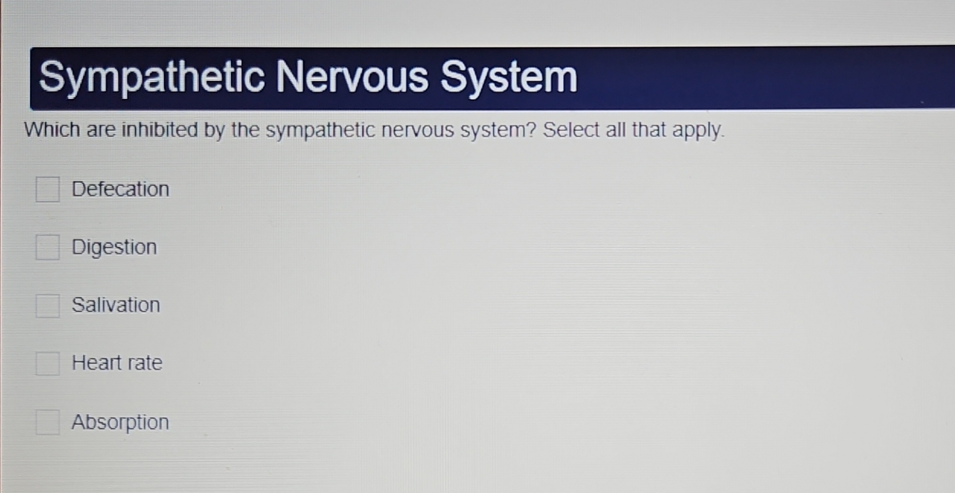 Solved Sympathetic Nervous SystemWhich are inhibited by the | Chegg.com