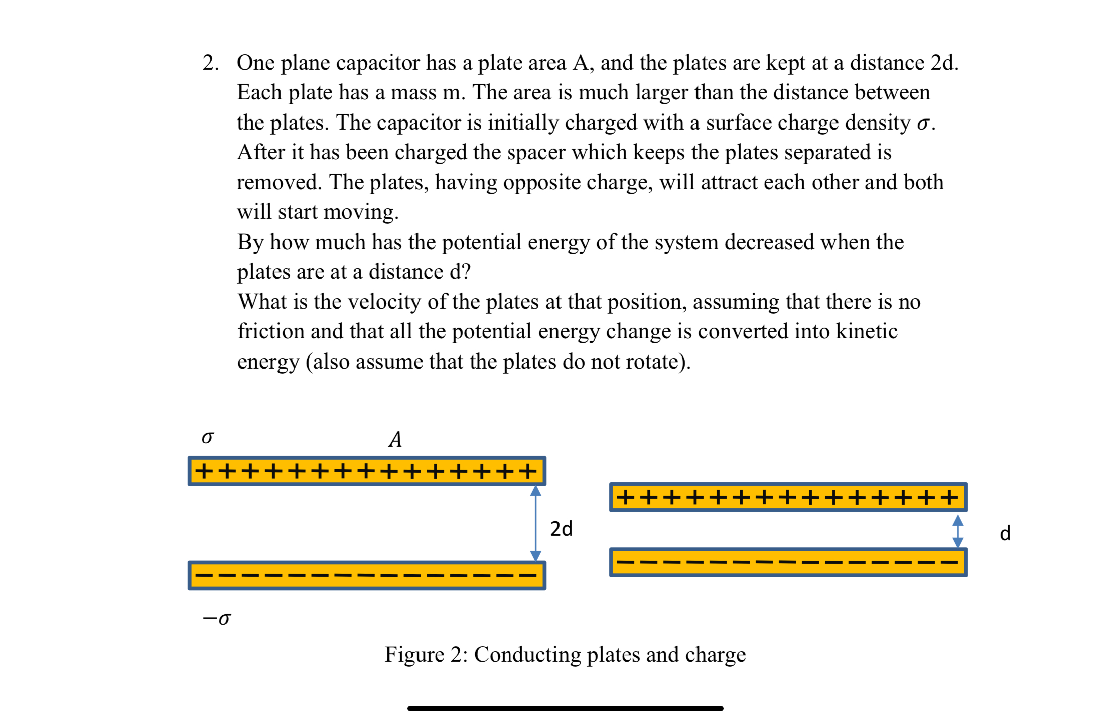 Solved One plane capacitor has a plate area A, ﻿and the | Chegg.com