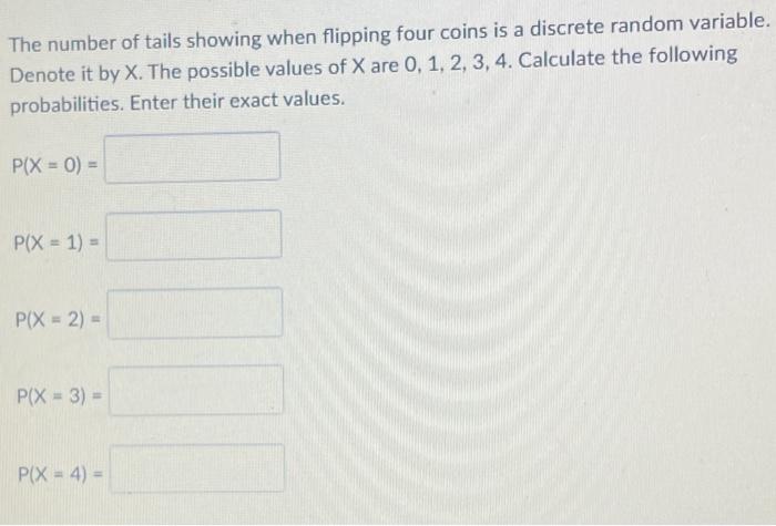 Solved The number of tails showing when flipping four coins | Chegg.com