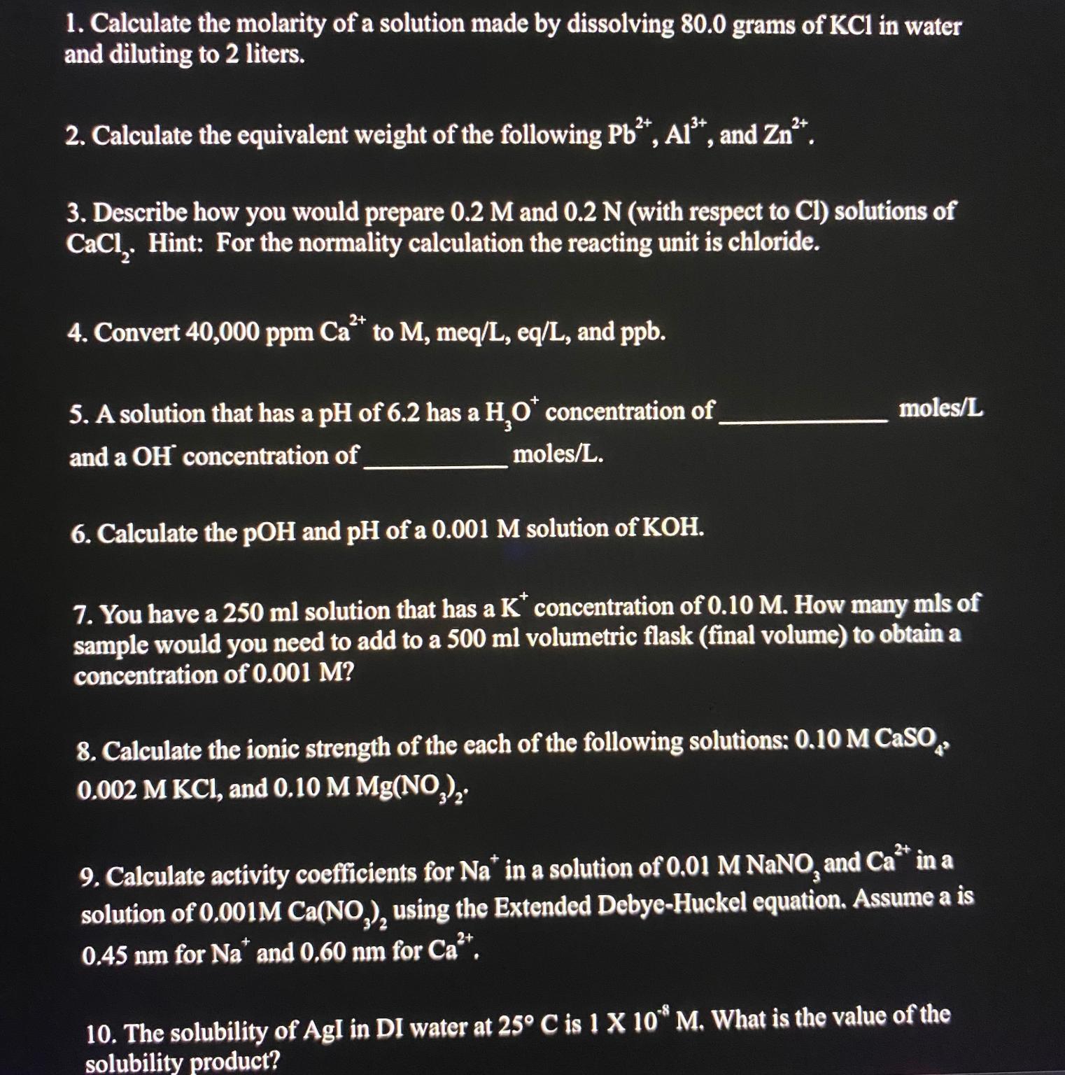 Calculate the molarity of a solution made by | Chegg.com