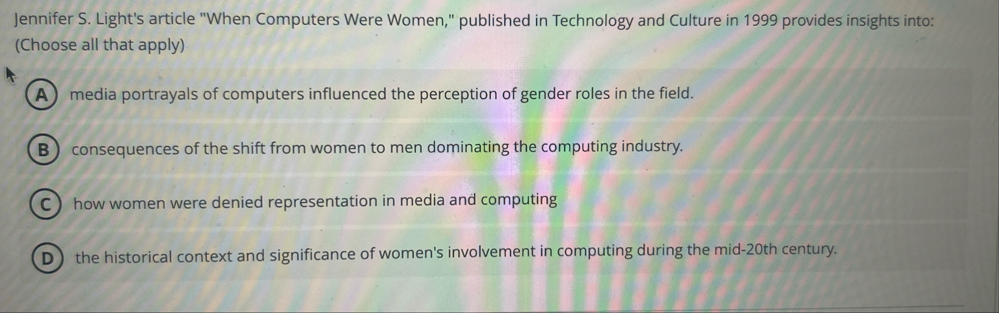 Solved Jennifer S. ﻿Light's article "When Computers Were | Chegg.com
