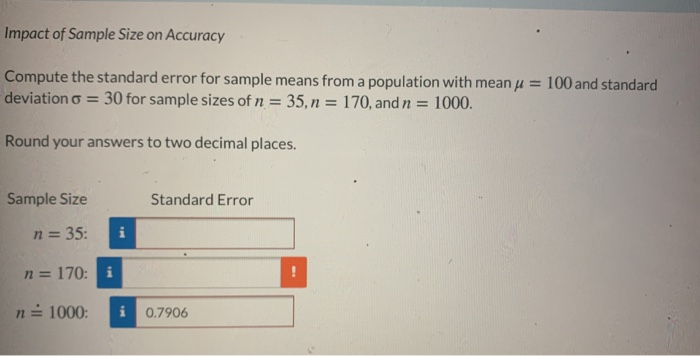Solved Impact of Sample Size on Accuracy Compute the | Chegg.com