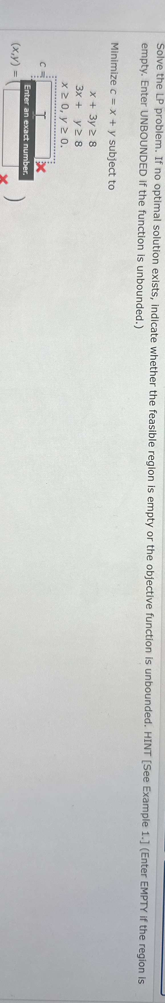 Solved Solve the LP problem. If no optimal solution exists, | Chegg.com