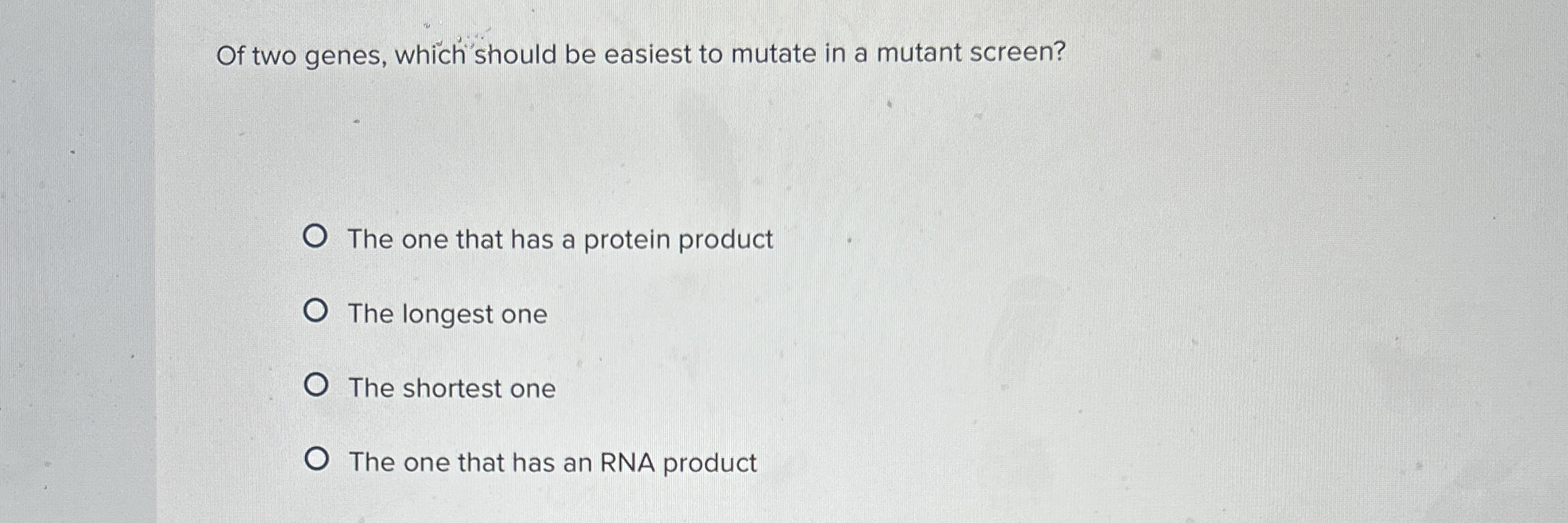 Solved Of two genes, which should be easiest to mutate in a | Chegg.com