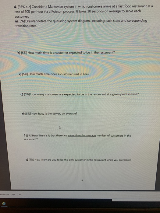 Solved 4. (35% a-cj Consider a Markovian system in which | Chegg.com