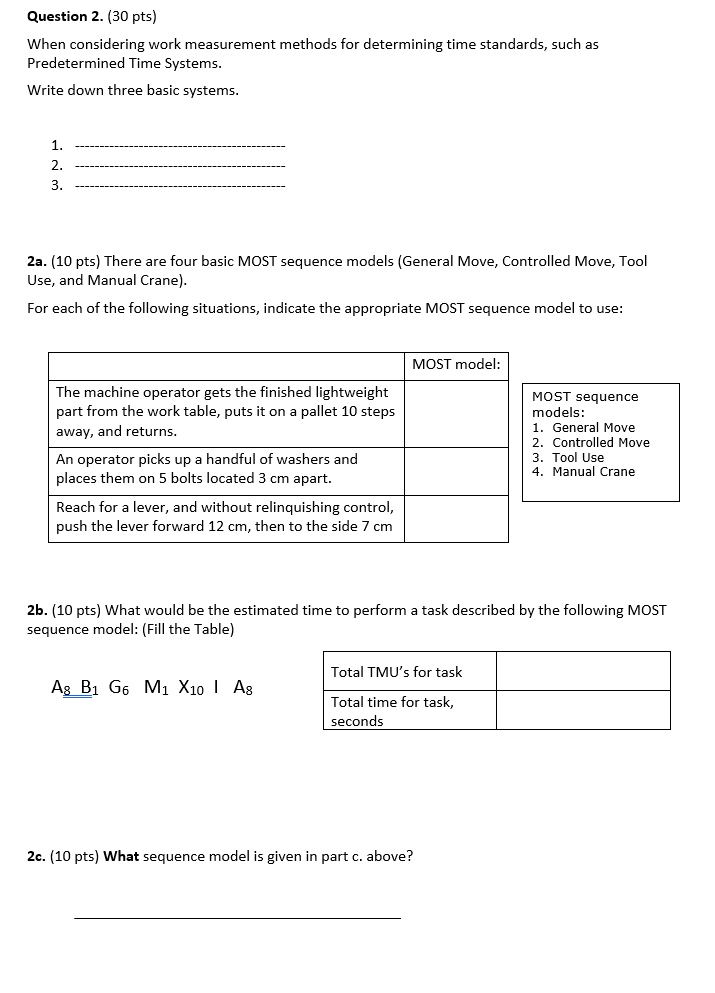 Solved When considering work measurement methods for | Chegg.com