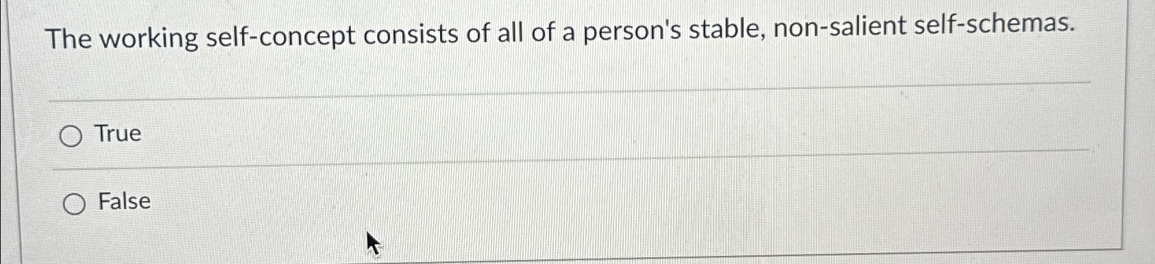 Solved The working self-concept consists of all of a | Chegg.com