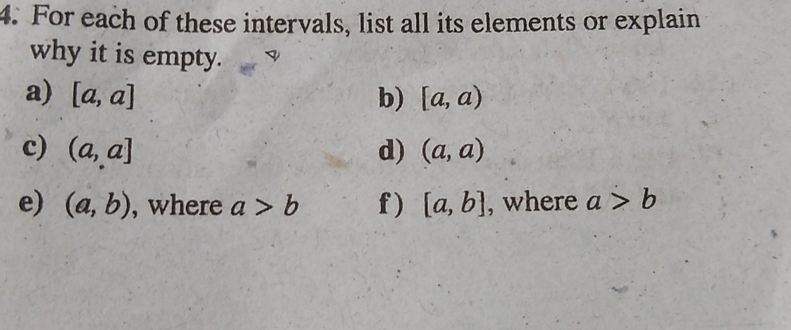 Solved For each of these intervals, list all its elements or | Chegg.com