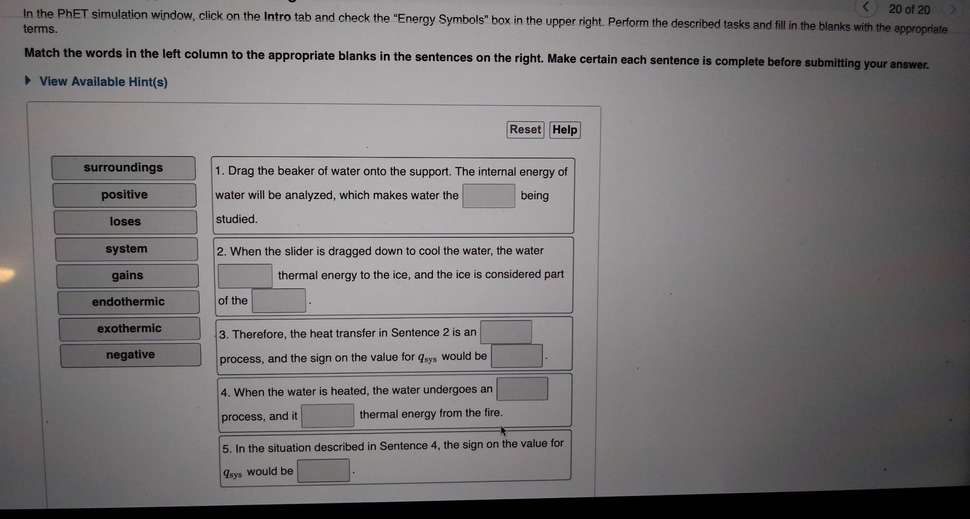 Solved In the PhET simulation window, click the Systems tab, | Chegg.com
