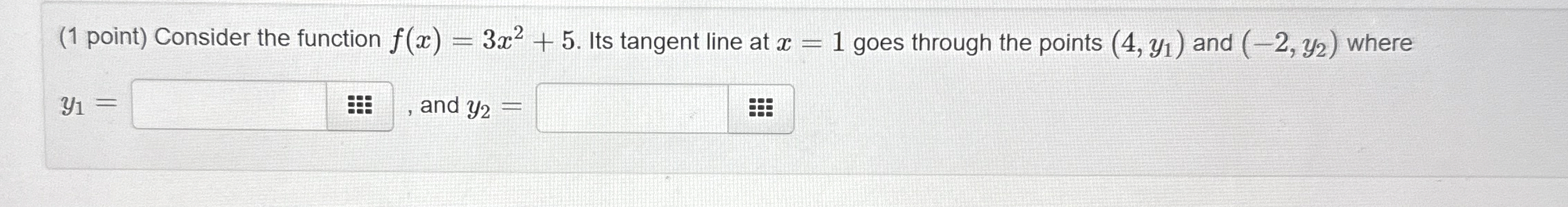 Solved (1 ﻿point) ﻿Consider the function f(x)=3x2 5. ﻿Its | Chegg.com
