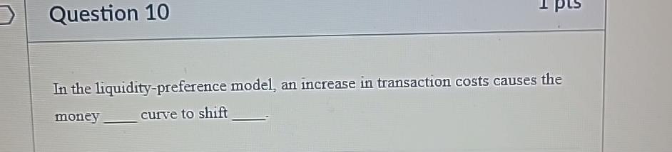 Solved Question 10In the liquidity-preference model, an | Chegg.com