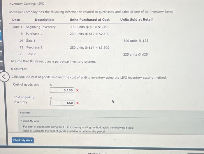 Solved Bordeaux Company has the following information | Chegg.com