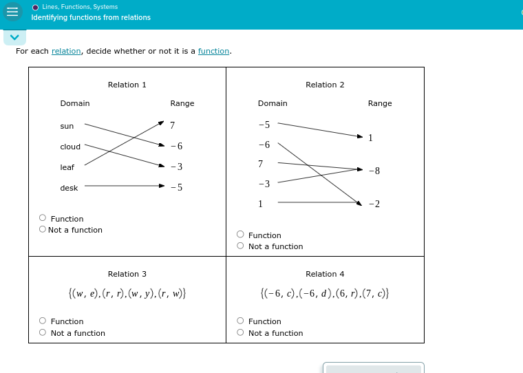 Solved For each relation, decide whether or not it is a | Chegg.com