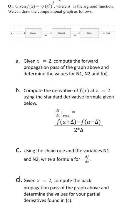 Solved Q1. Given f(x)=σ(x2)3, where σ is the sigmoid | Chegg.com