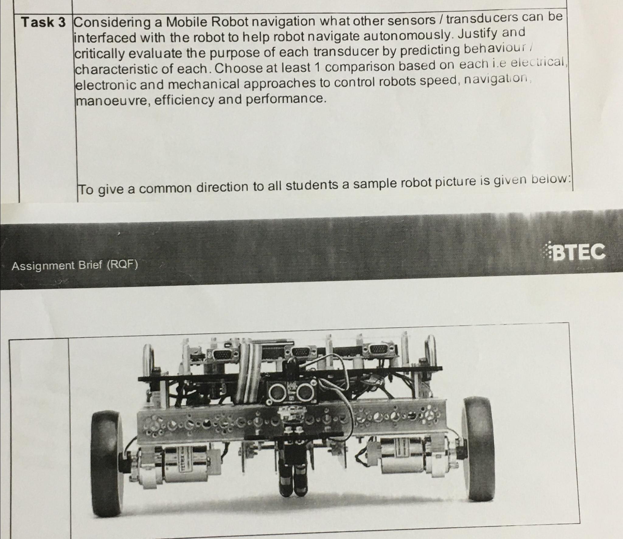 Solved Task 3 ﻿Considering a Mobile Robot navigation what | Chegg.com