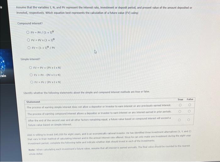 Solved Assume that the variables 1, N, and PV represent the | Chegg.com