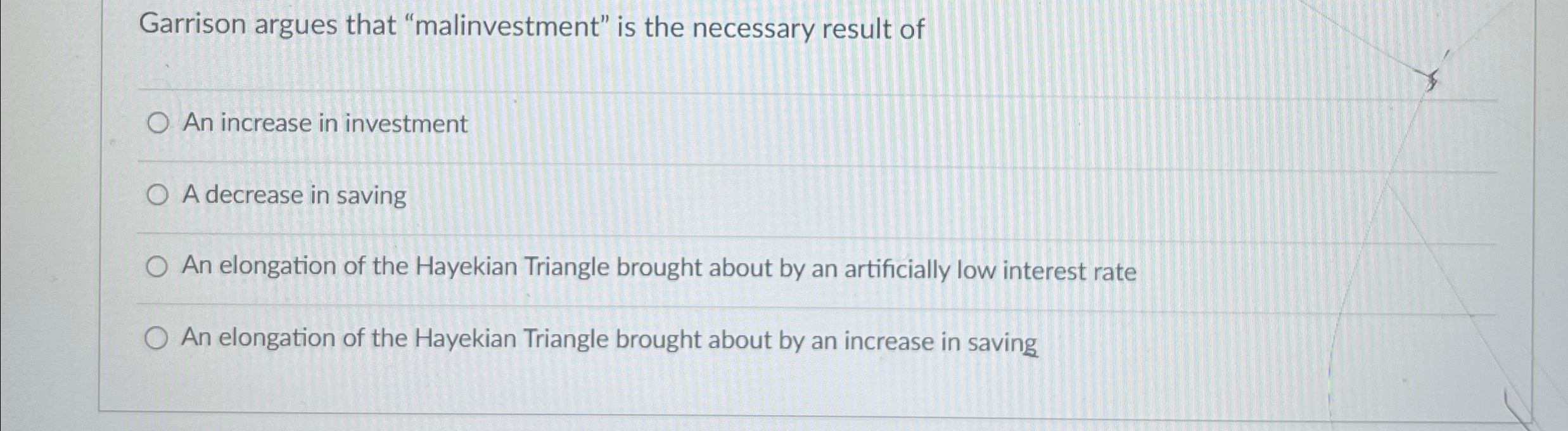 Solved Garrison argues that "malinvestment" is the necessary | Chegg.com