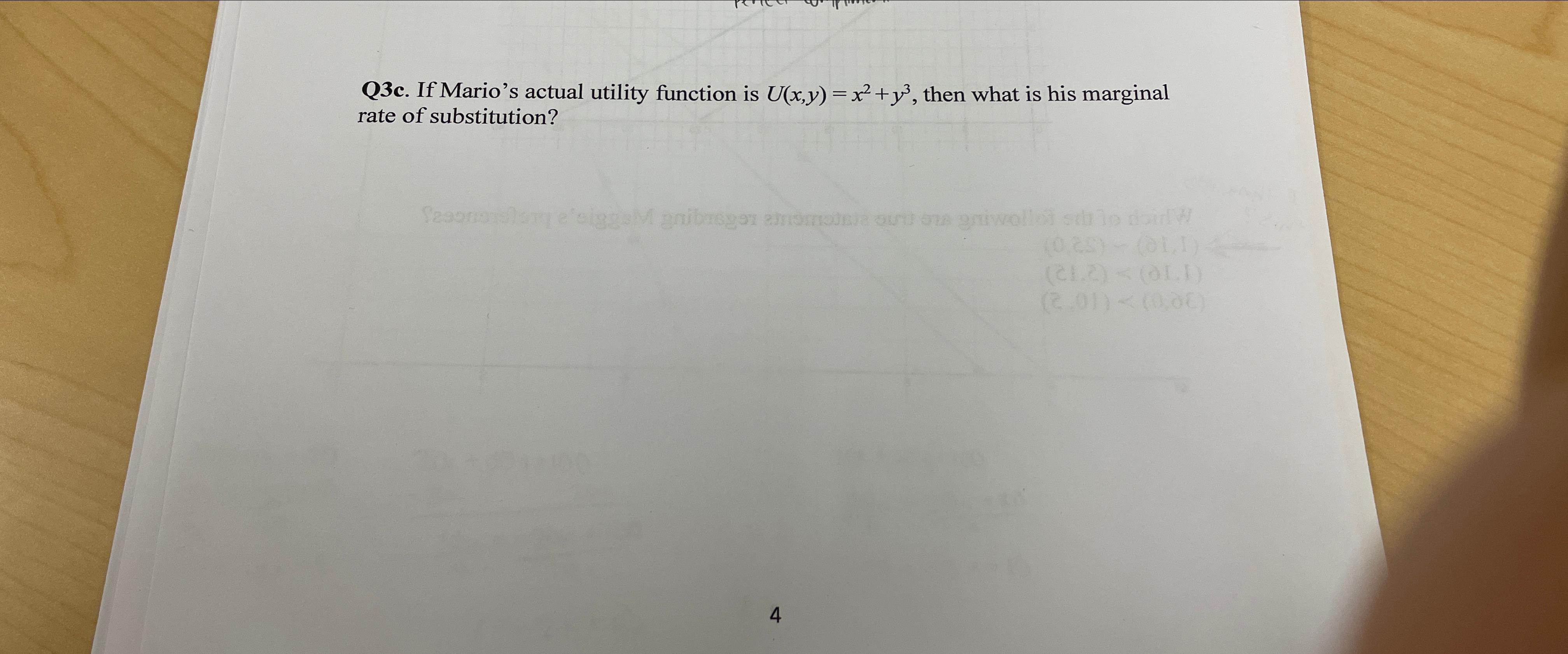 Solved Q3c. ﻿If Mario's actual utility function is | Chegg.com