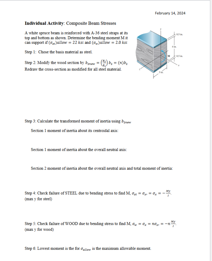 Solved Individual Activity: Composite Beam StressesA white | Chegg.com