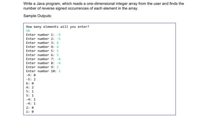 Solved Write a Java program, which reads a one-dimensional | Chegg.com