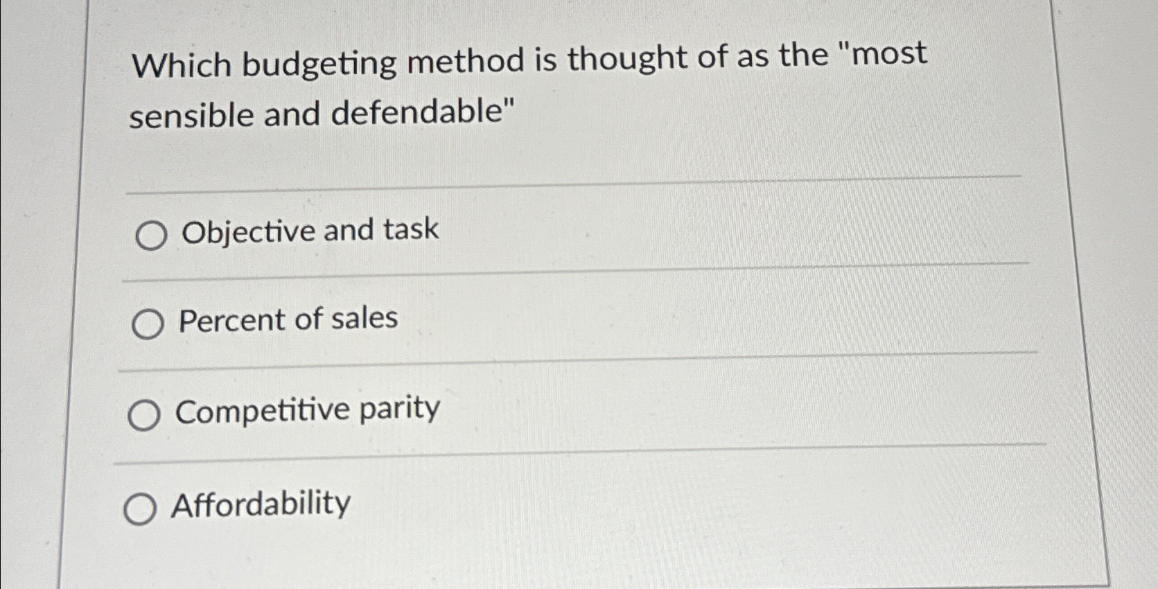 Solved Which budgeting method is thought of as the "most | Chegg.com