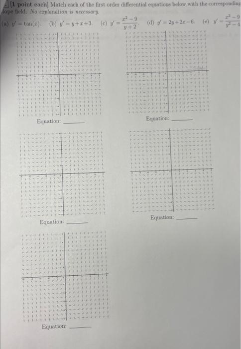 Solved . [1 point each] Match each of the first order | Chegg.com