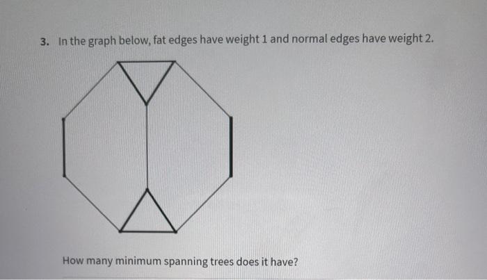 Solved 3. In the graph below, fat edges have weight 1 and | Chegg.com
